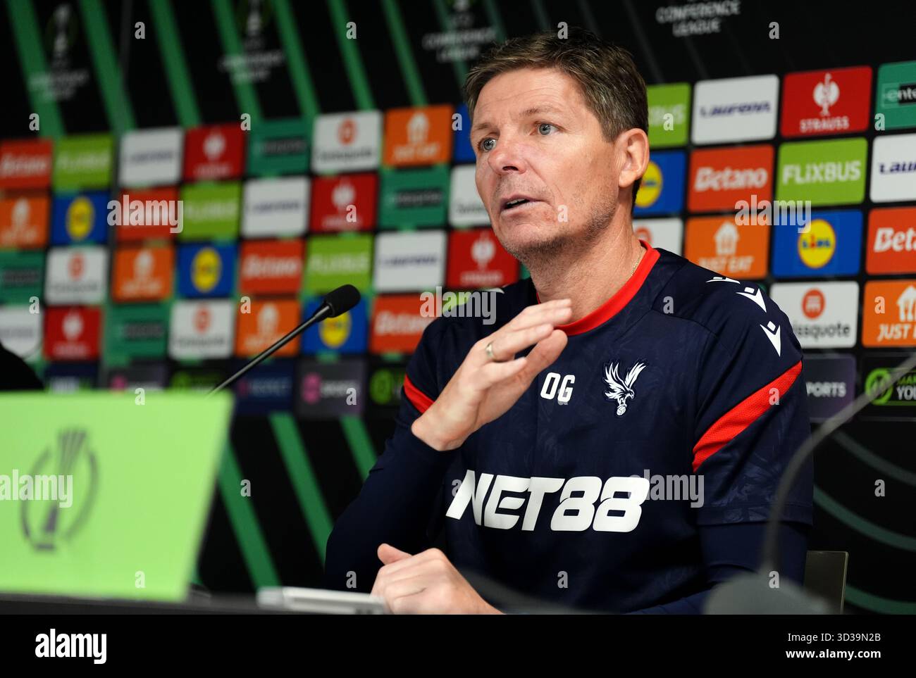 Crystal Palace manager Oliver Glasner during a press conference at the ...