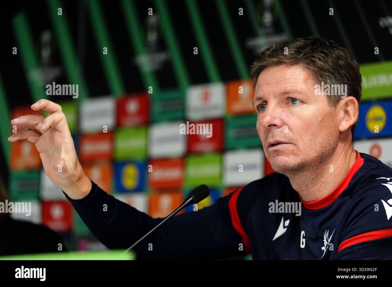Crystal Palace manager Oliver Glasner during a press conference at the ...