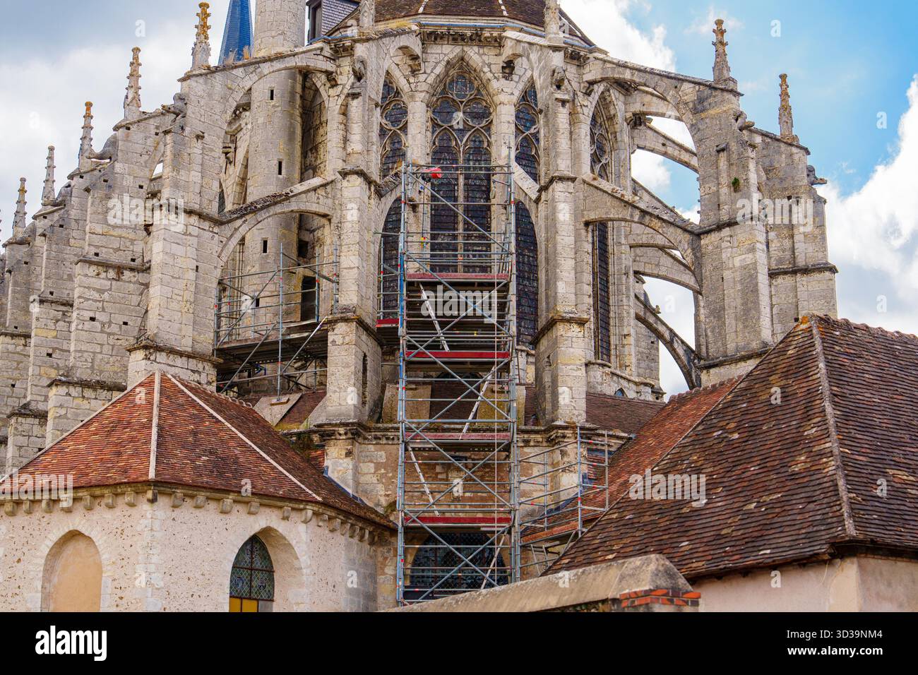 Magnificent Gothic cathedral under restoration, featuring intricate ...