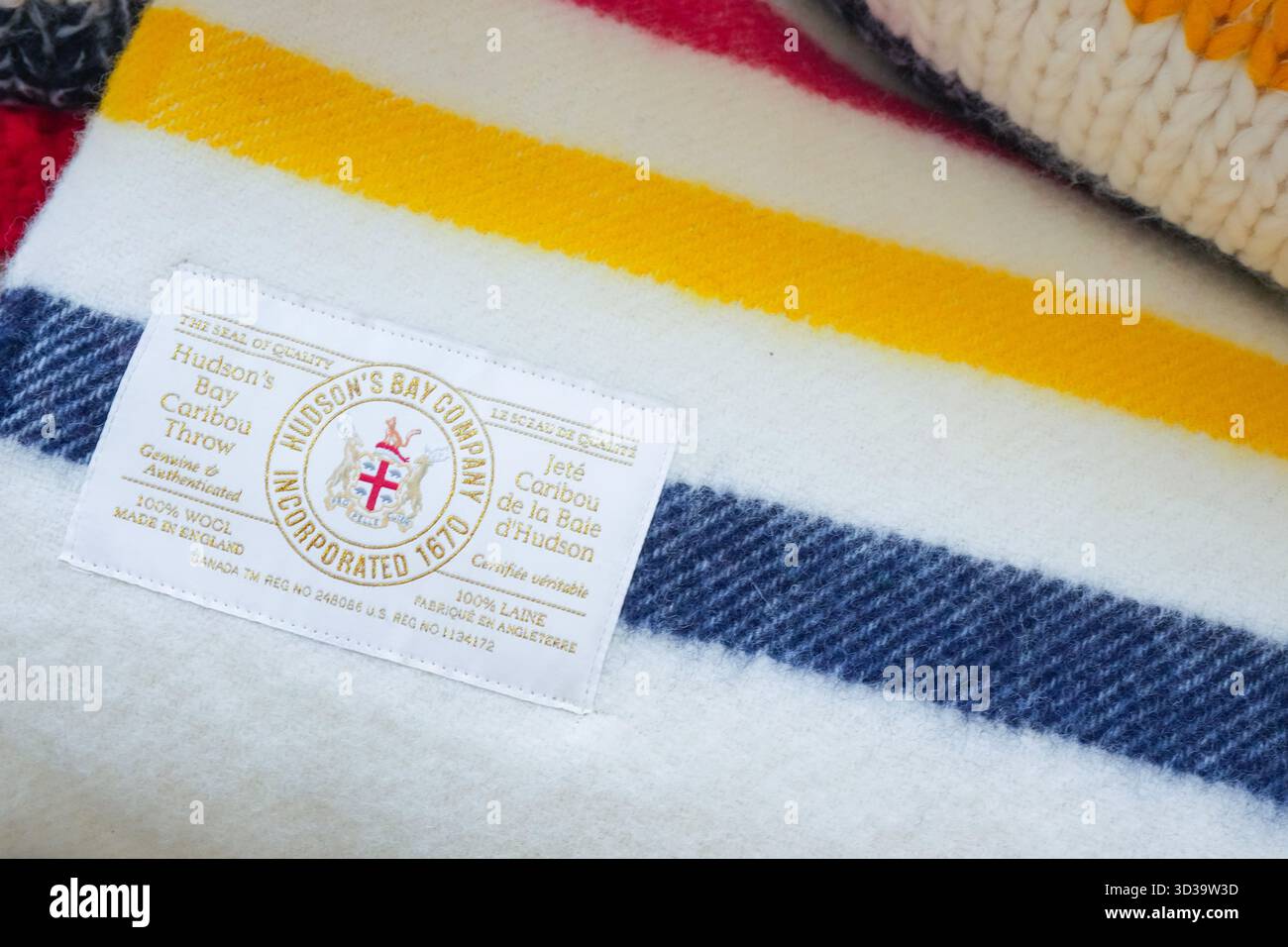The label of a blanket on display at Canadian Tire's relaunch of the ...