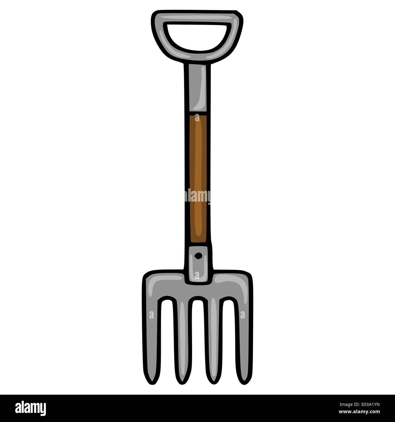 A simple, stylized vector illustration of a garden pitchfork with a D ...