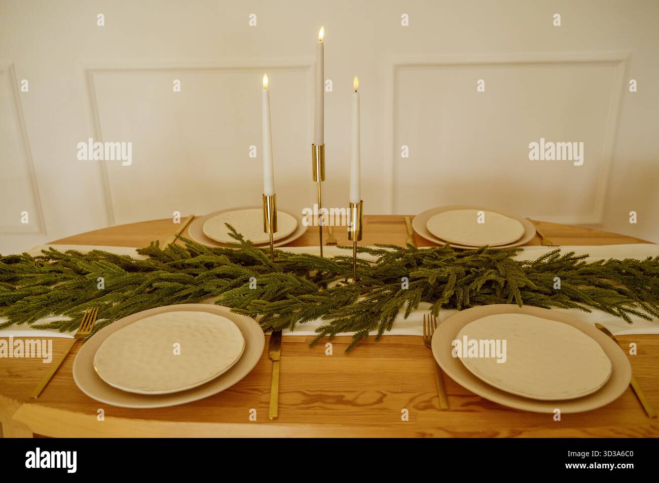 Beautifully arranged table setting features hi-res stock photography ...