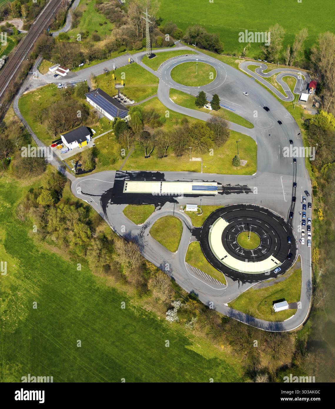 Aerial view of ADAC driving safety center Haltern am See, traffic ...