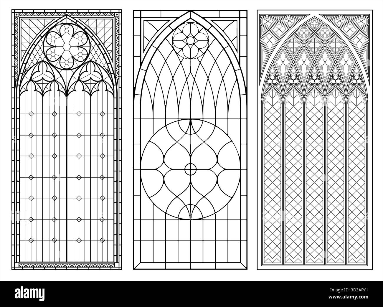 Stained glass victorian window Black and White Stock Photos & Images ...