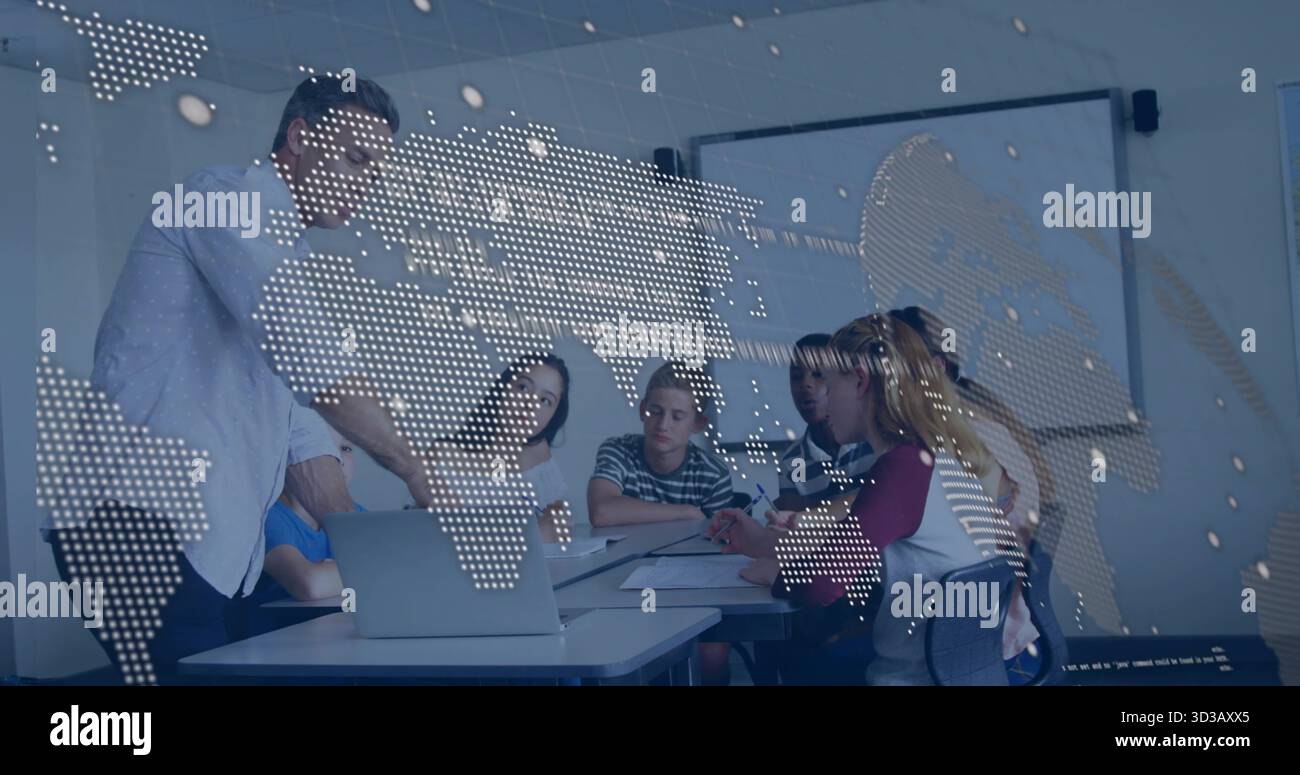 Teacher leaning guiding child girl hi-res stock photography and images ...