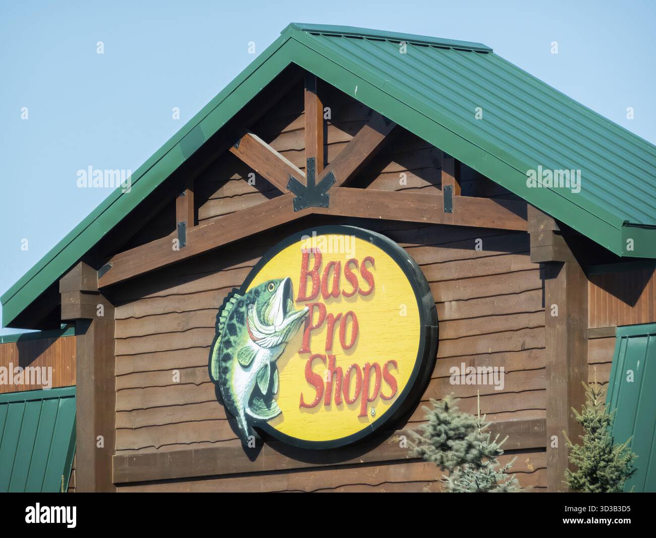 Calgary, Alberta, Canada. Apr 5, 2025. The iconic Bass Pro Shops logo ...
