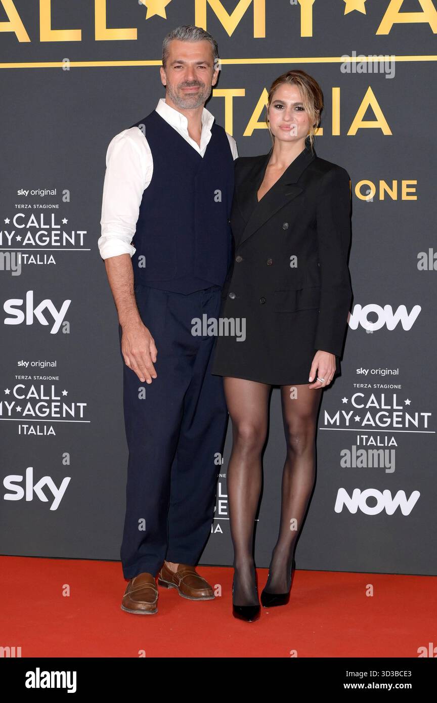 Luca Argentero with wife Cristina Marino at the premiere of the 3rd episode of the Sky series ...