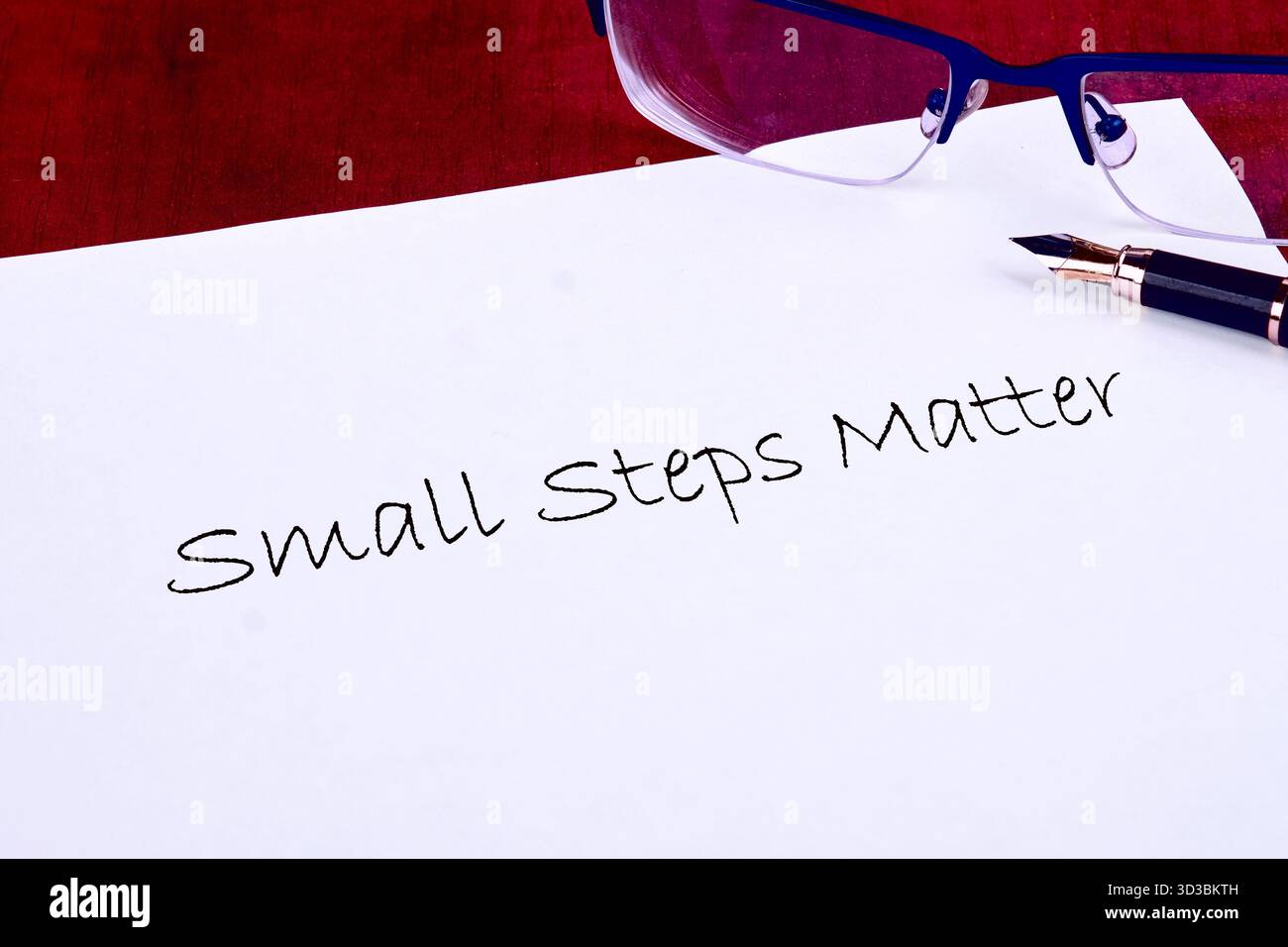 On a white sheet, the handwritten words Small Steps Matter appear ...