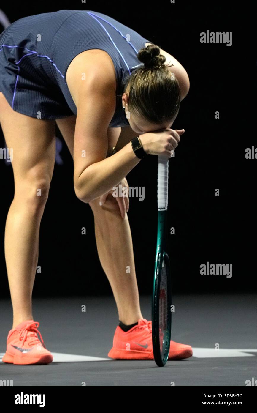 Amanda Anisimova of the United States gestures during her women's ...