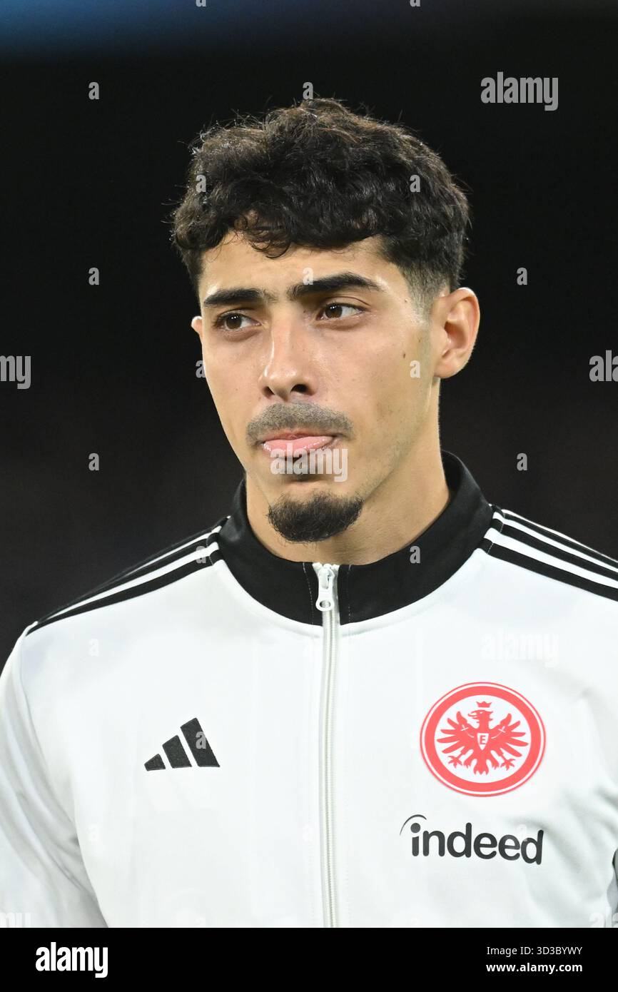 11/4/2025 Fares Chaibi of Eintracht Frankfurt look on during the Uefa ...