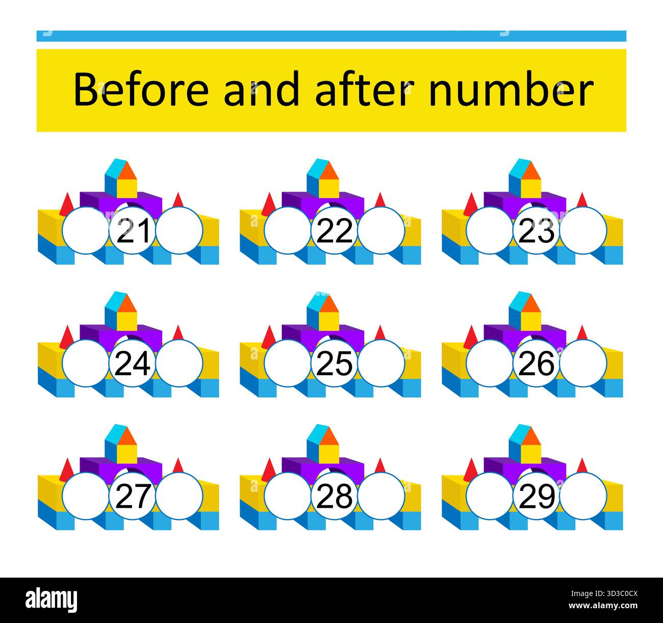 Educational games for kids. Before and after number Stock Vector Image ...