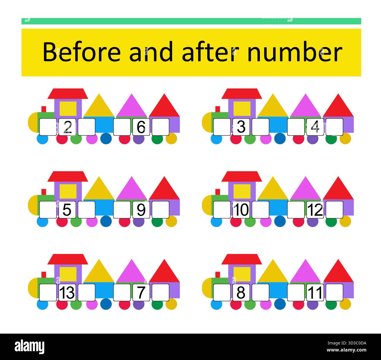 Educational games for kids. Before and after number Stock Vector Image ...