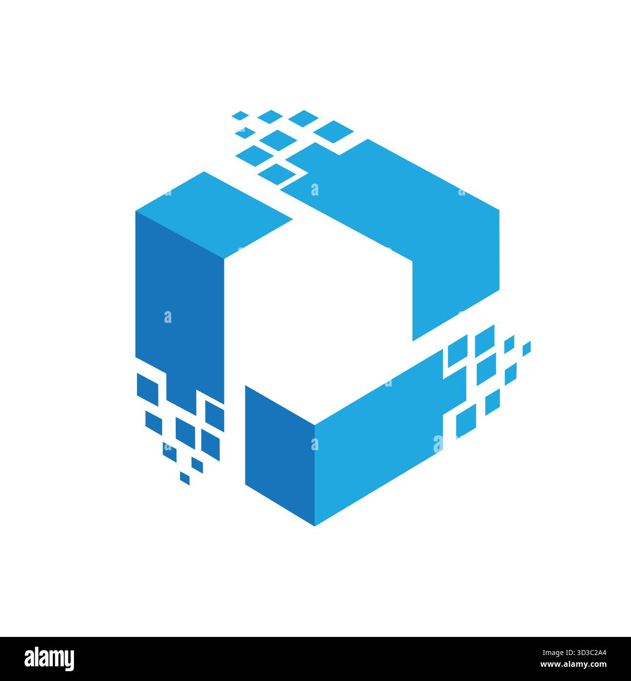 Creative Blue Box Logo Pixel Geometric Cube Vector Symbol Stock Vector ...