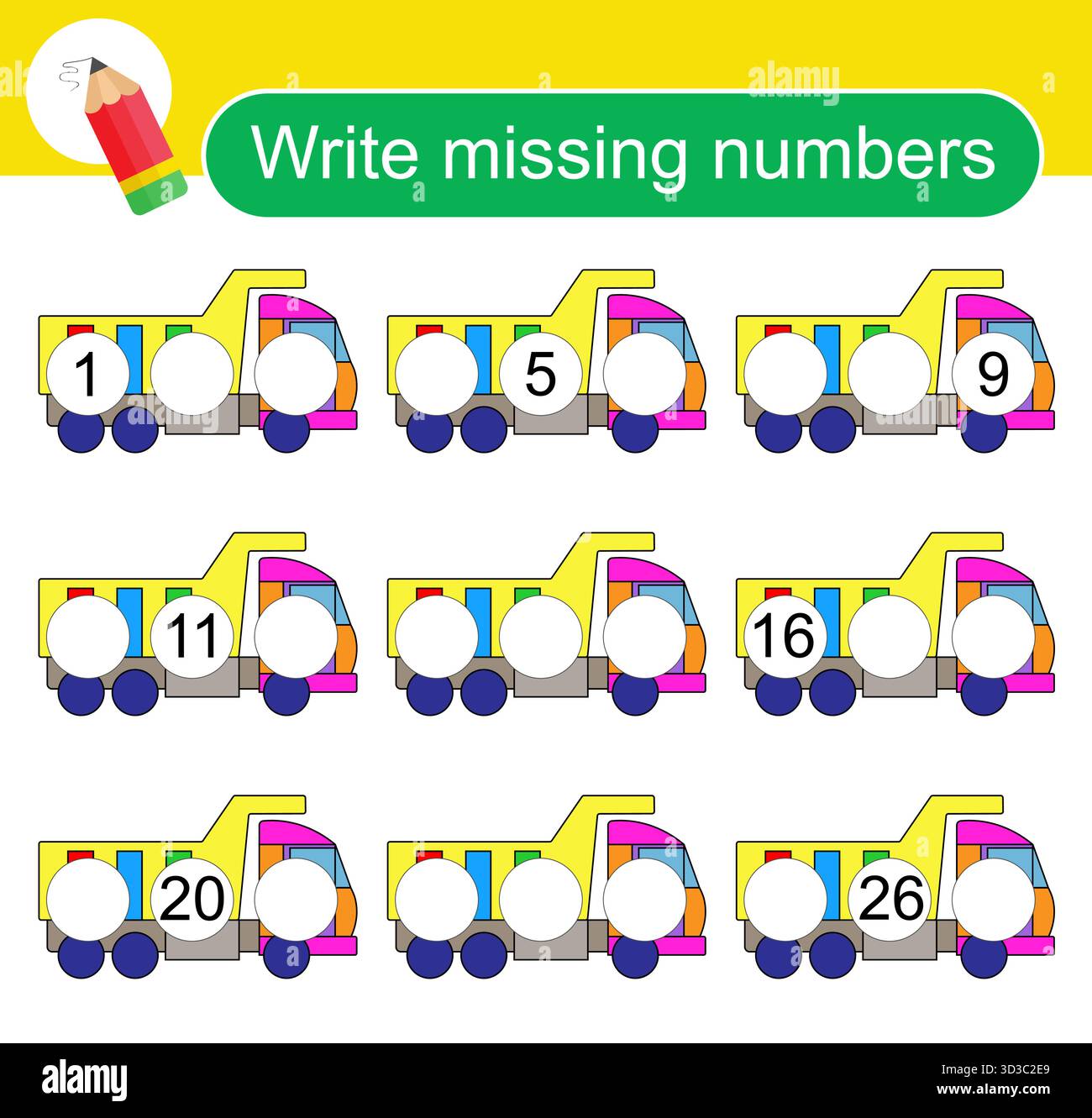 Write missing numbers. Educational games for kids Stock Vector Image ...