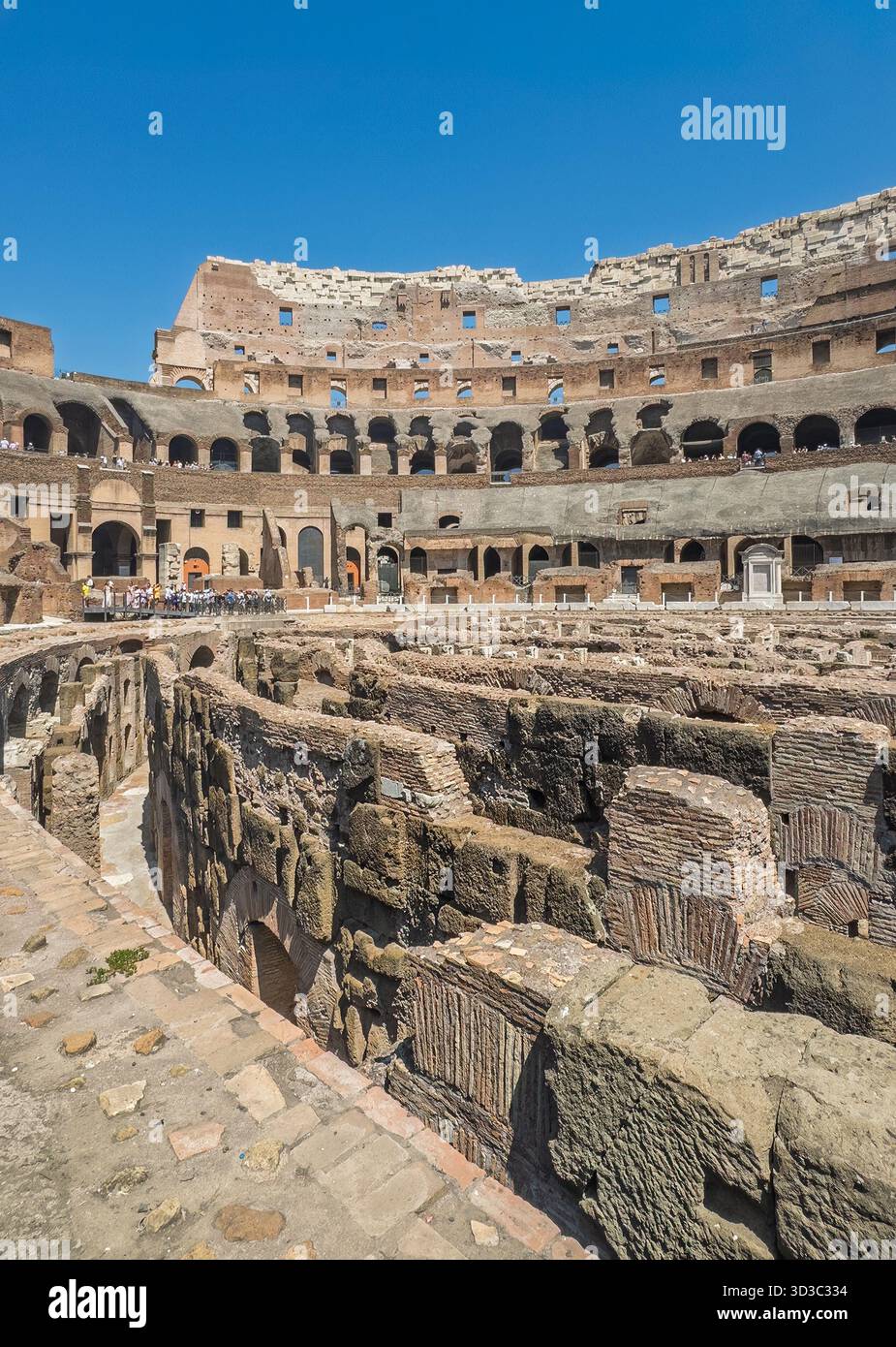 Rome, Italy - July 16, 2024: Colosseum. The structure supporting the ...