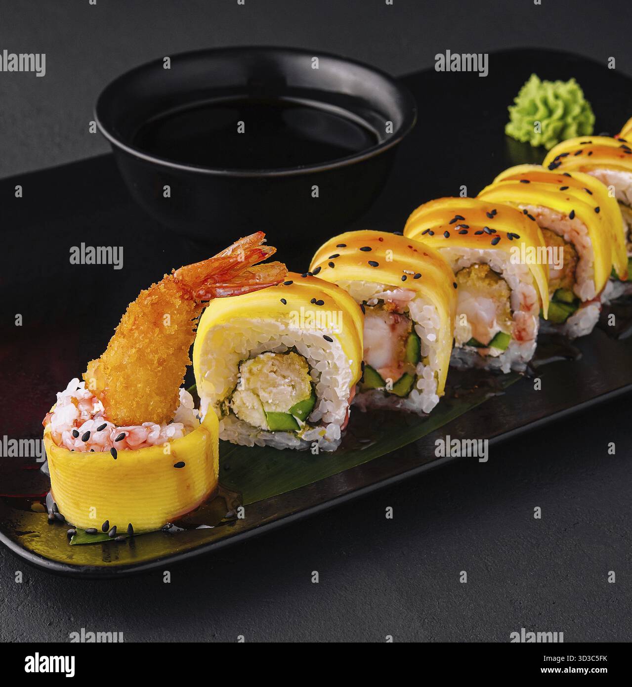 Food, Hot Crispy Deep Fried Sushi Rolls with shrimp Stock Photo - Alamy