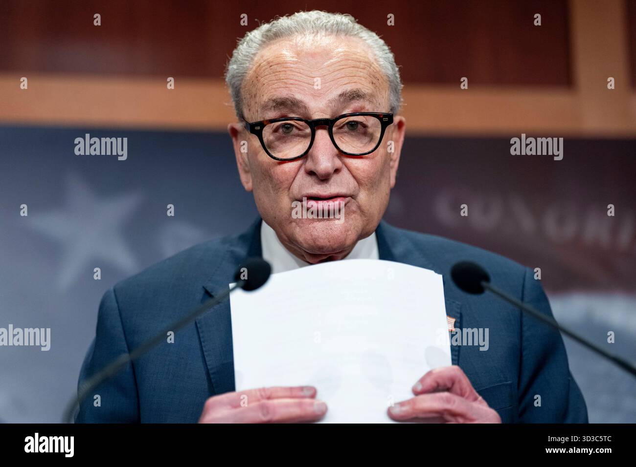 Senate Minority Leader Chuck Schumer, D-NY, speaks during a press ...