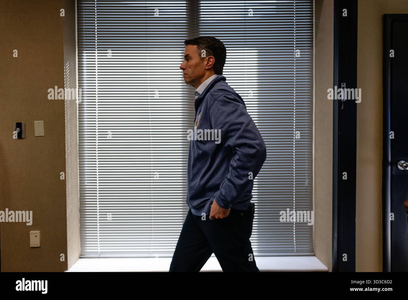 Kentucky Senate Minority Leader Morgan McGarvey enters a press ...