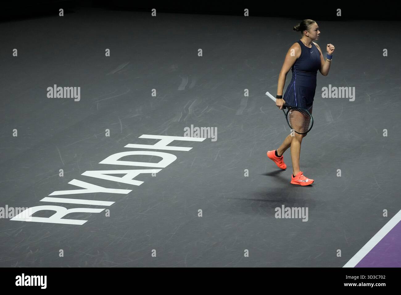 Amanda Anisimova of the United States gestures after winning a point ...
