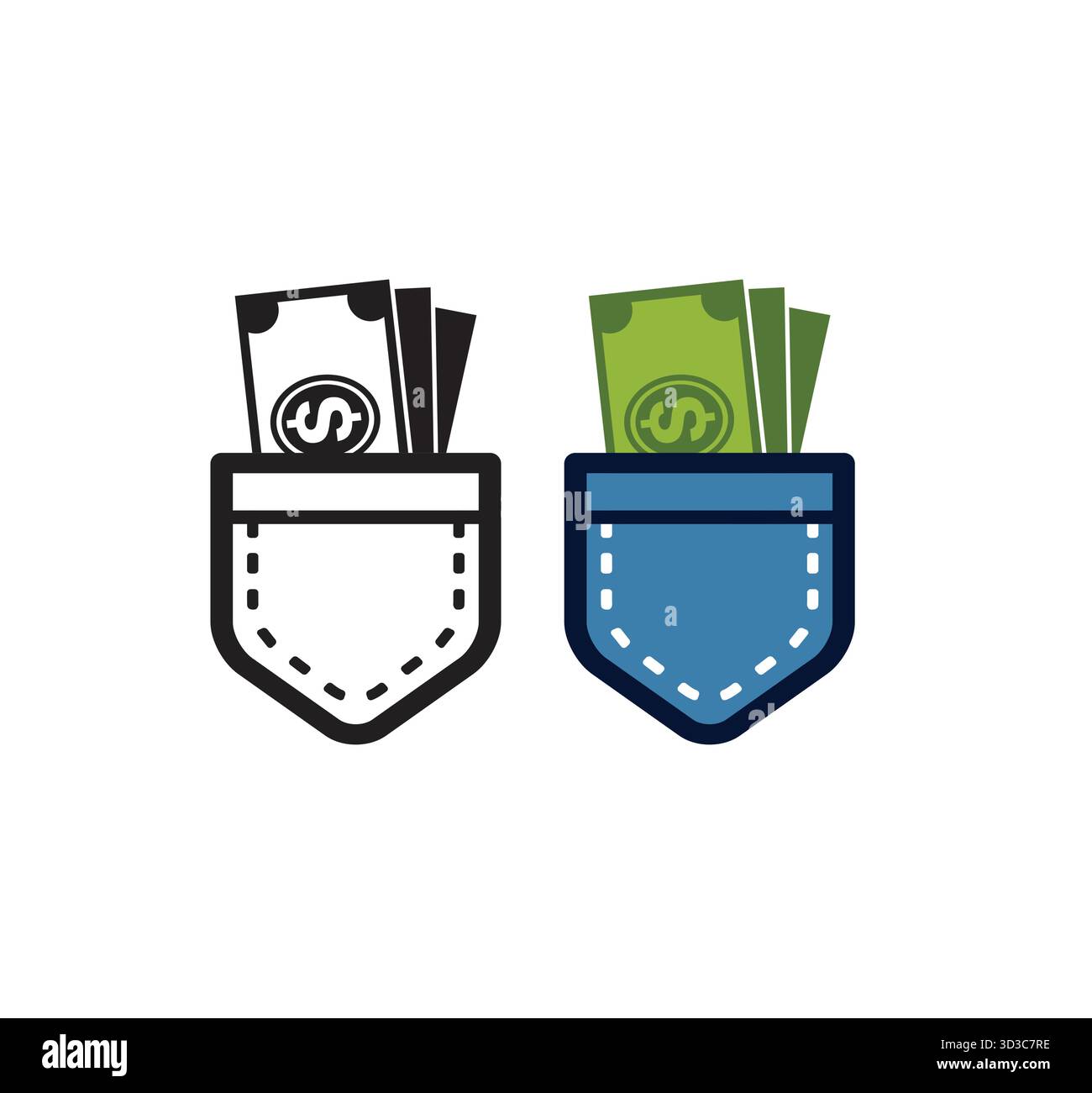 Creative Money dollar and pants pocket logo vector symbol design icon ...