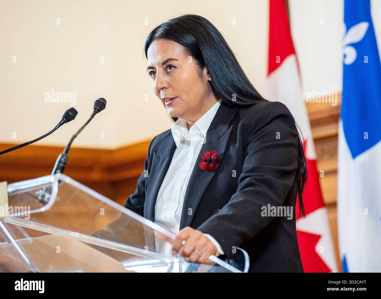 Montreal's mayor-elect Soraya Martinez Ferrada takes part in a press ...