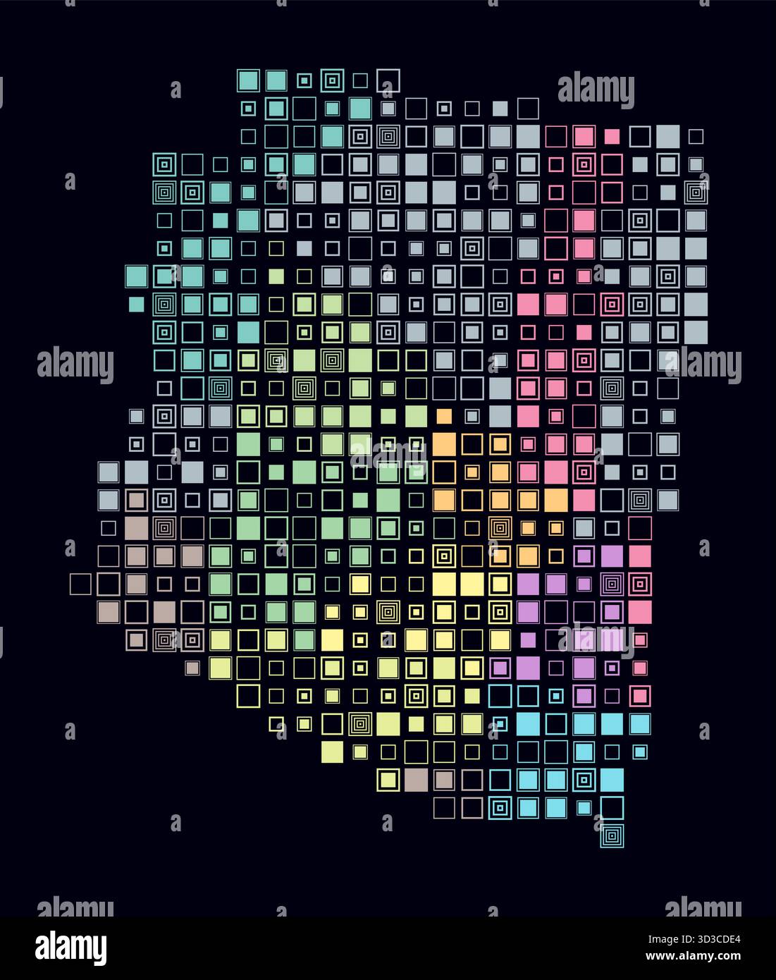 Arizona, shape of the state built of colored cells. Digital style map ...