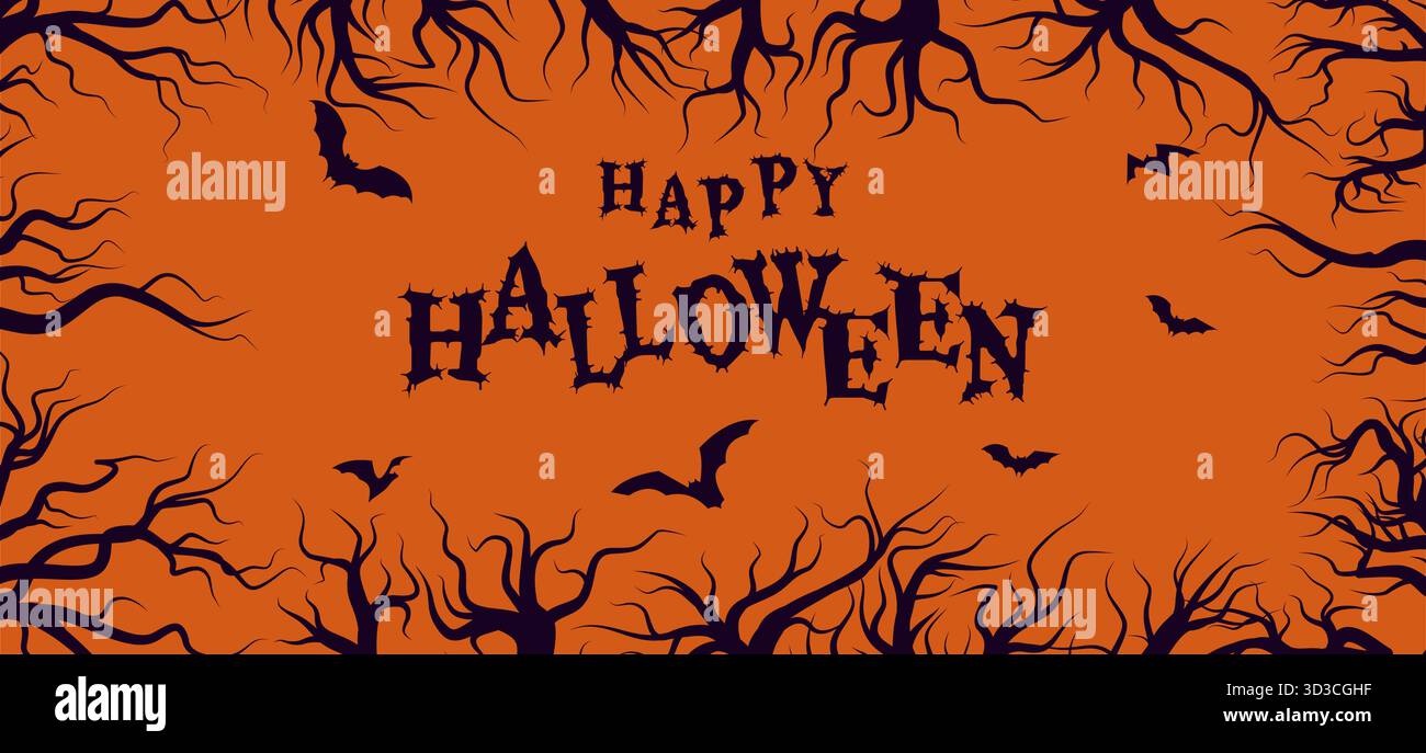 halloween abstract background creepy dead tree branch border. Halloween ...