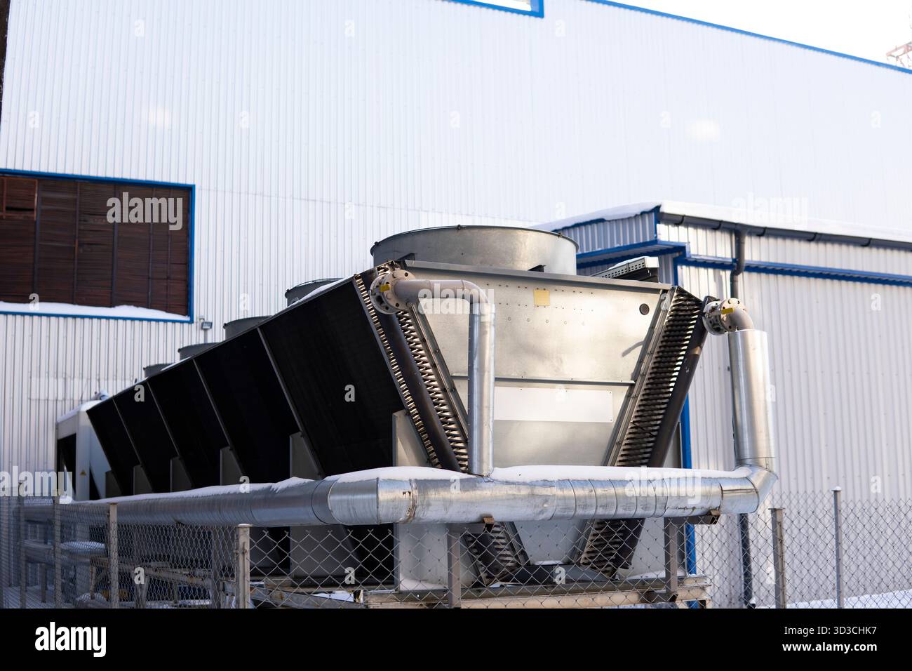 Industrial metal cooling unit with ventilation fans and factory ...