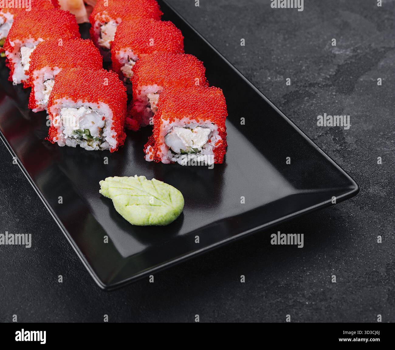 Food, California maki sushi with masago - roll made of crab meat Stock ...