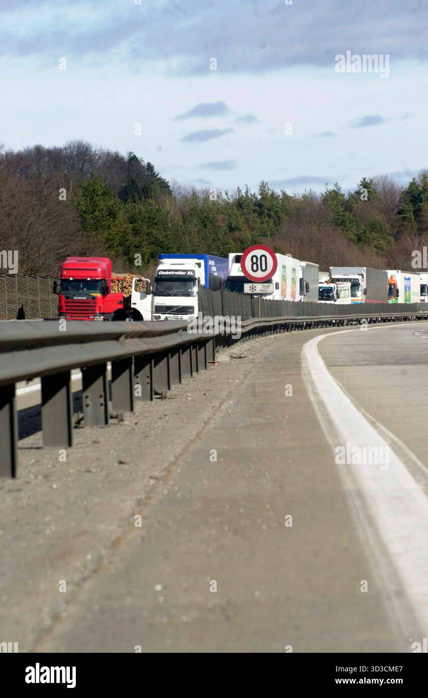 traffic jam and no moving on the highway with trucks traffic jam on the ...
