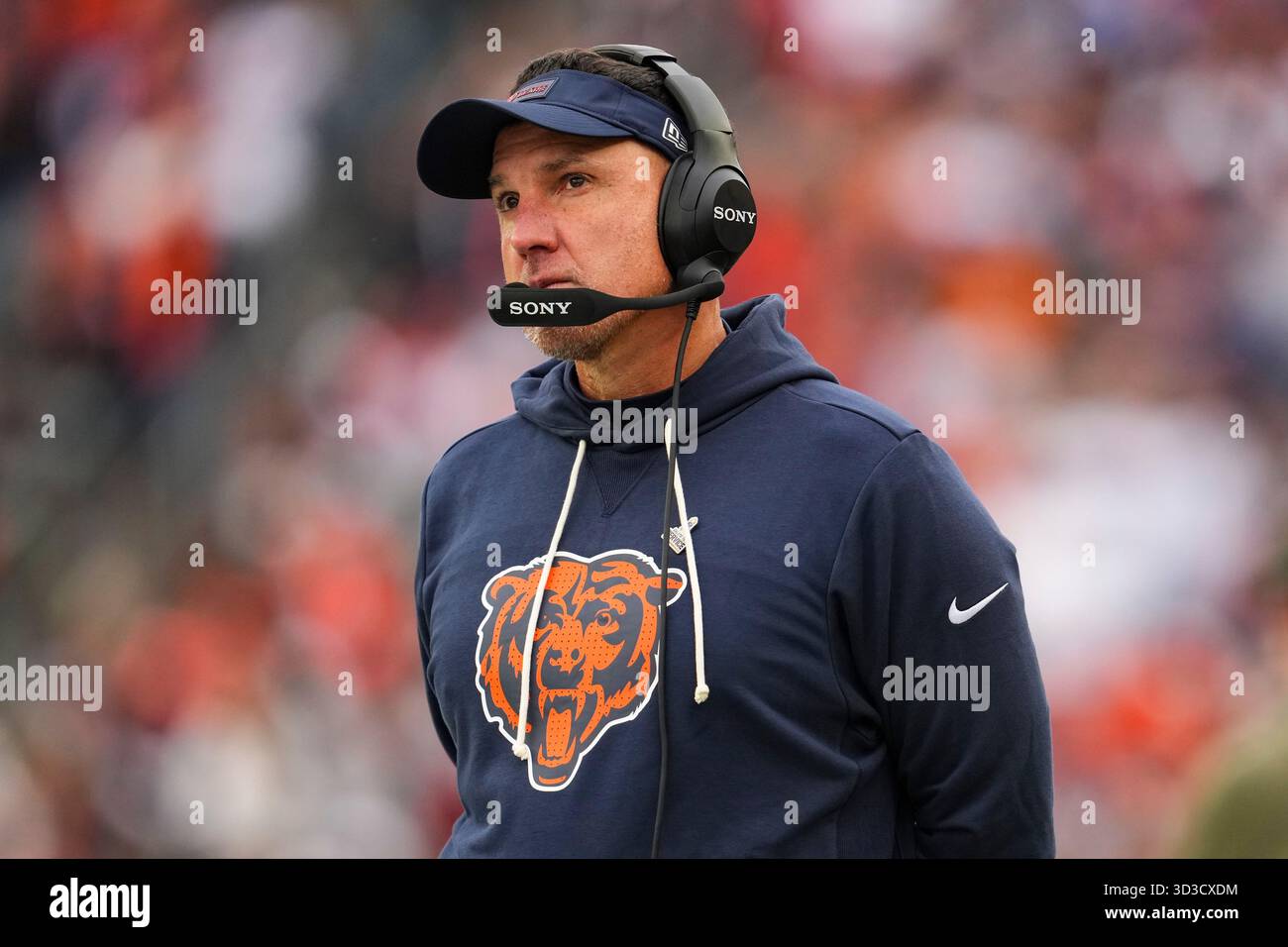 Chicago Bears head coach Ben Johnson looks on during an NFL football ...