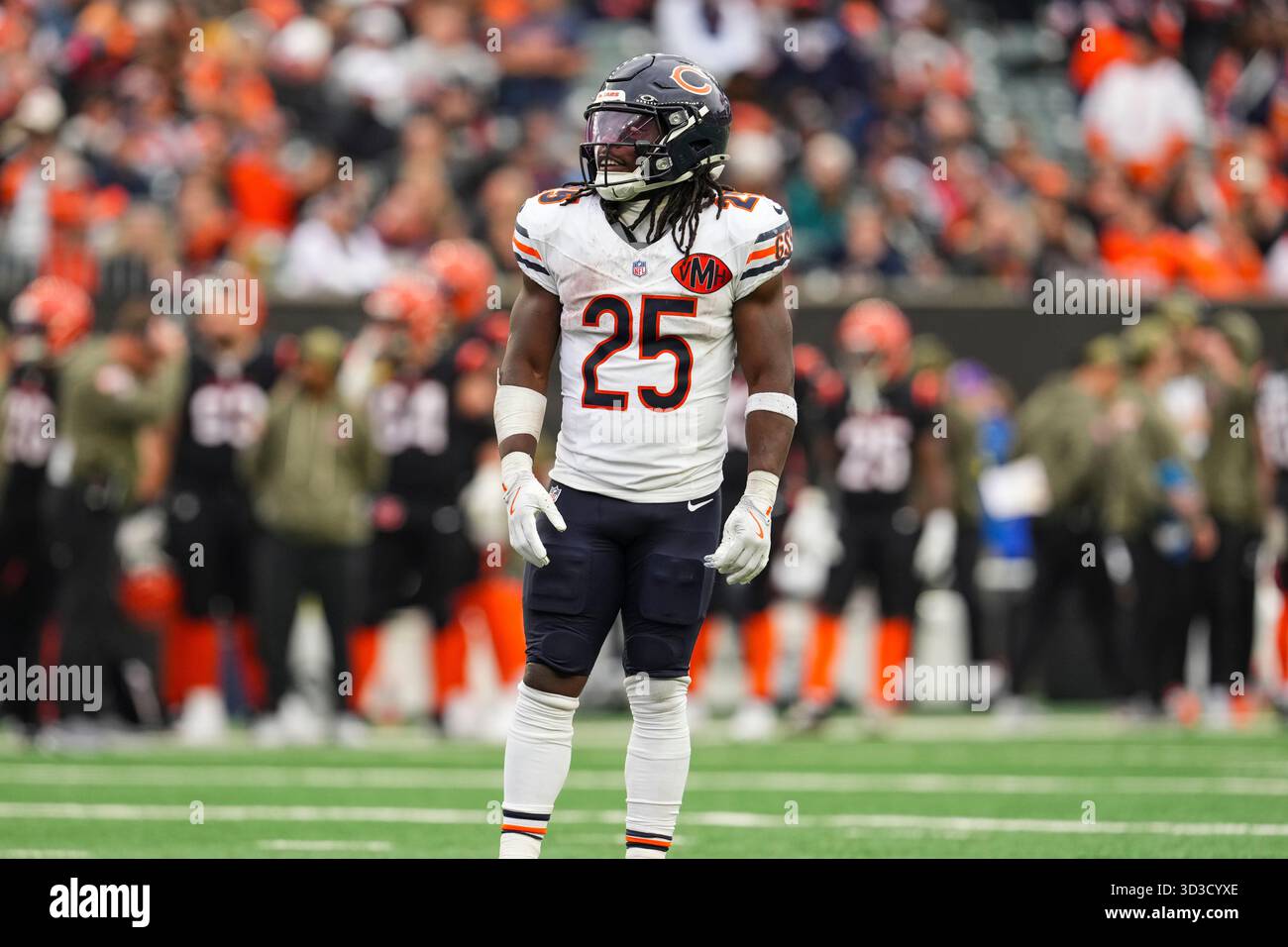 Chicago Bears running back Kyle Monangai (25) looks on during an NFL ...