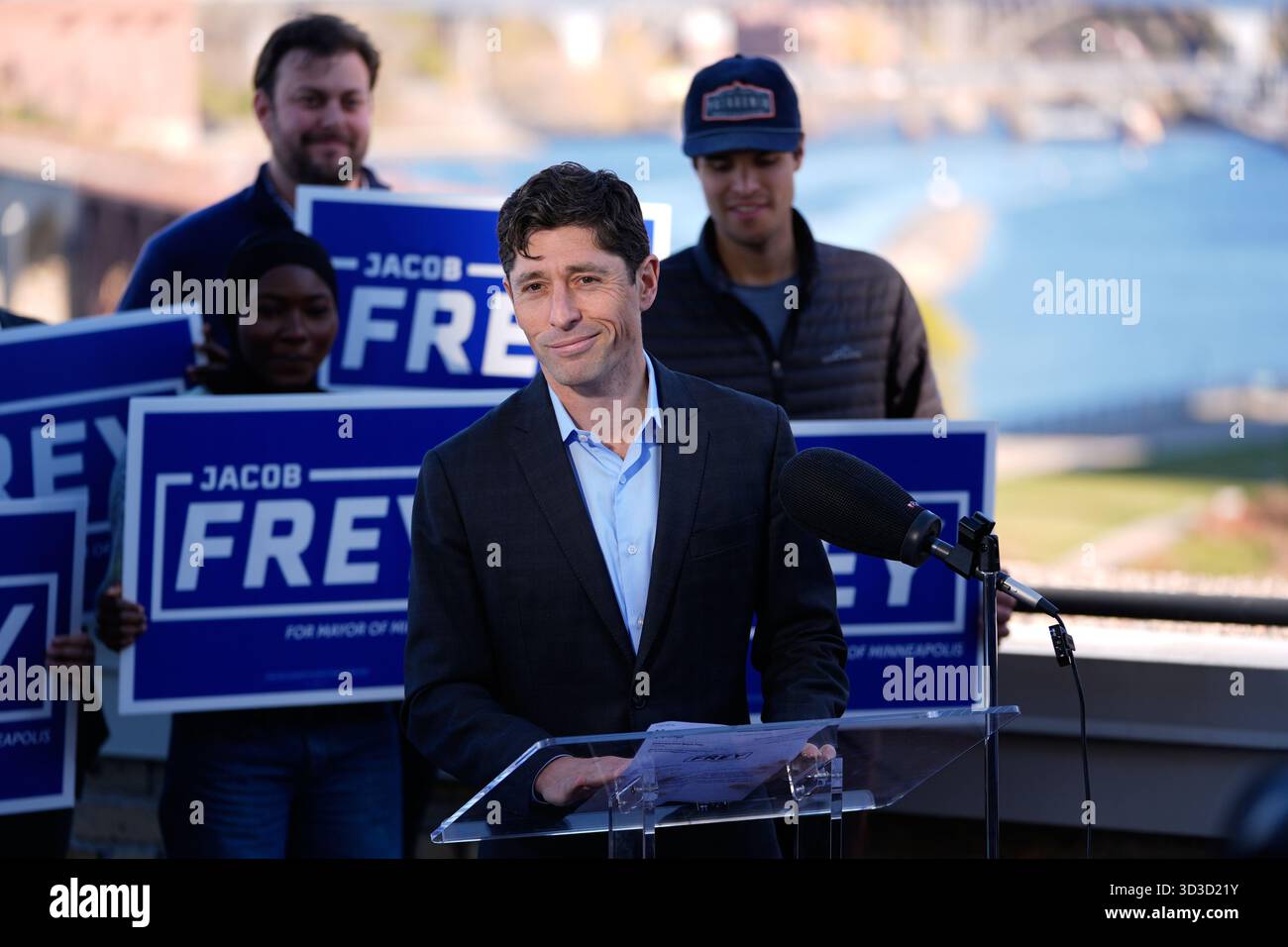 Minneapolis Mayor Jacob Frey talks during a news conference after ...