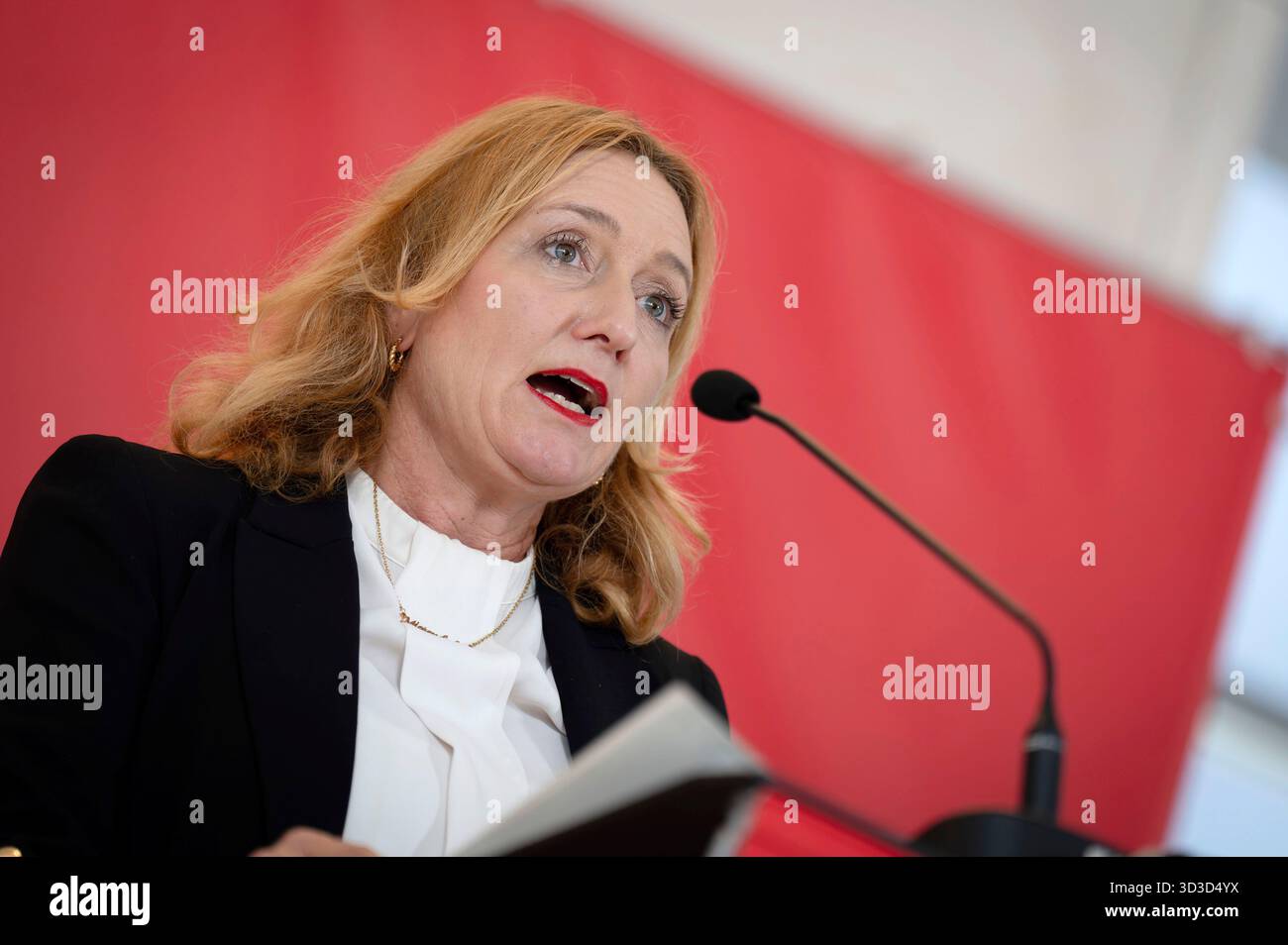 Caren Lay during the press statement on the faction meeting of the ...