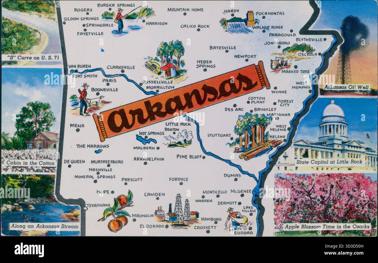 Arkansas state capitol map hi-res stock photography and images - Alamy