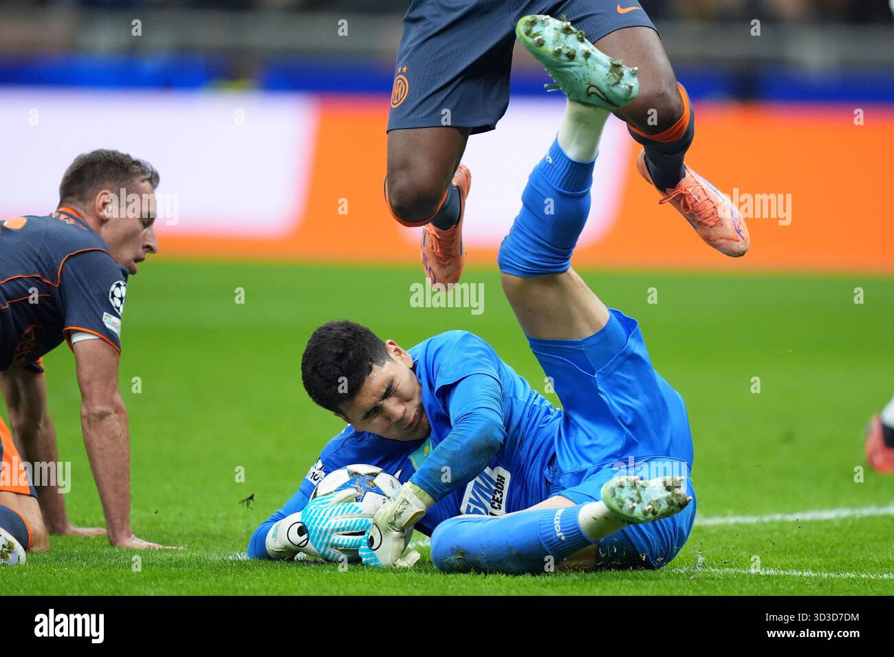 Kairat's goalkeeper Temirlan Anarbekov during the Uefa Champions League ...