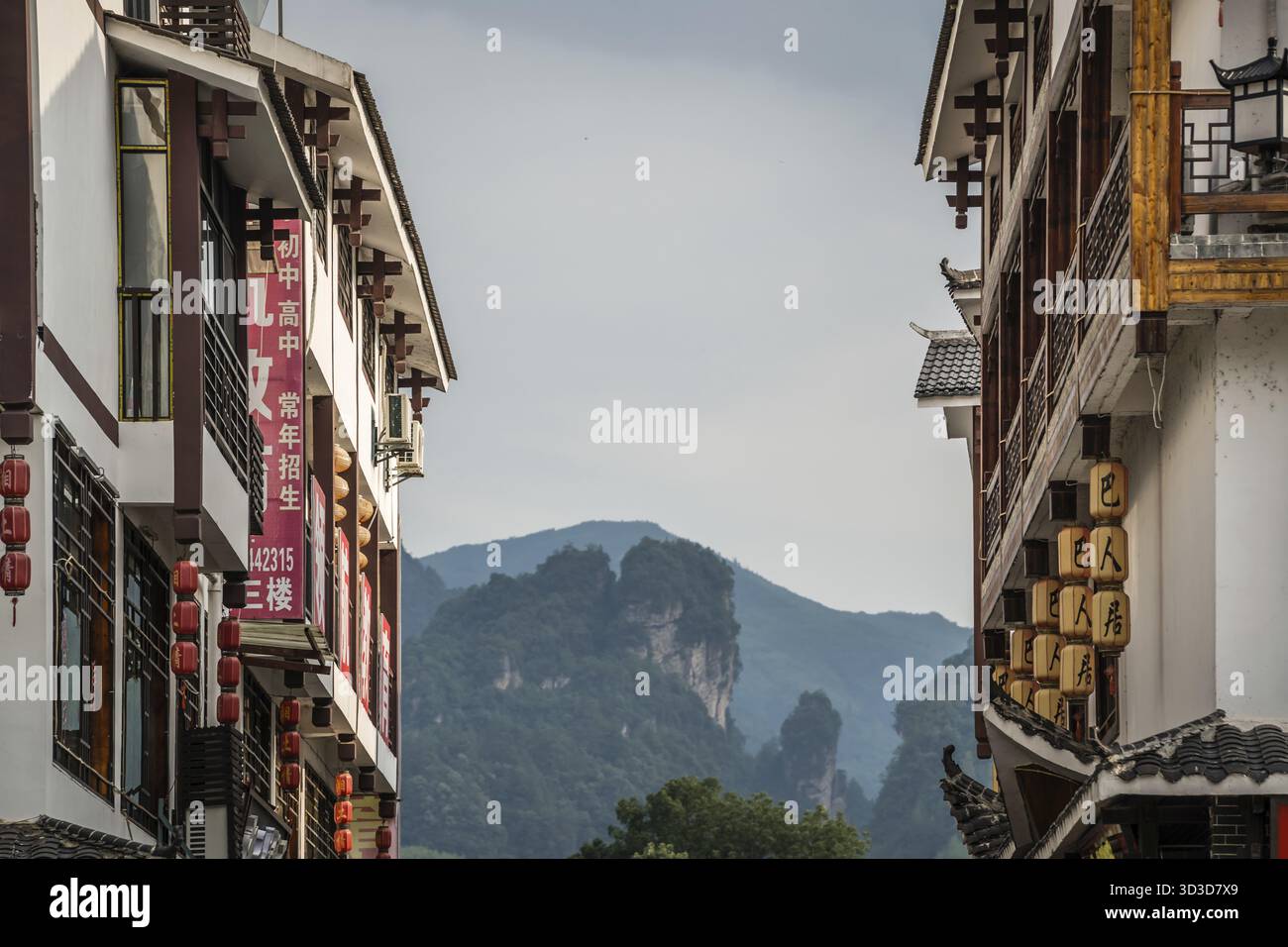Wulingyuan, China - August 2019 : Windows and balconies of chinese ...