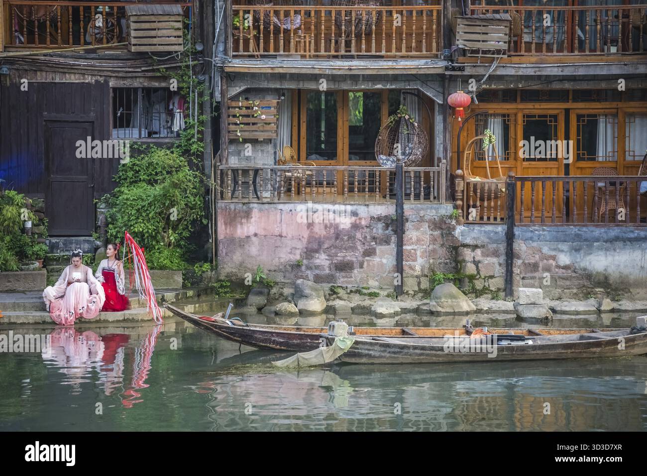 Feng Huang, China - August 2019 : Chinese women dressed in traditional ...