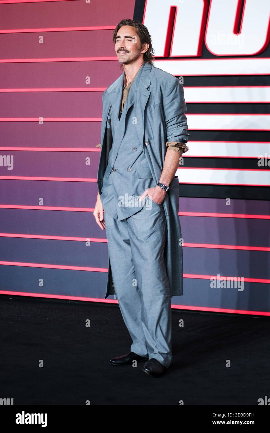 London, UK. 5 November 2025. Lee Pace seen at the UK Premiere of The Running Man. . Picture ...