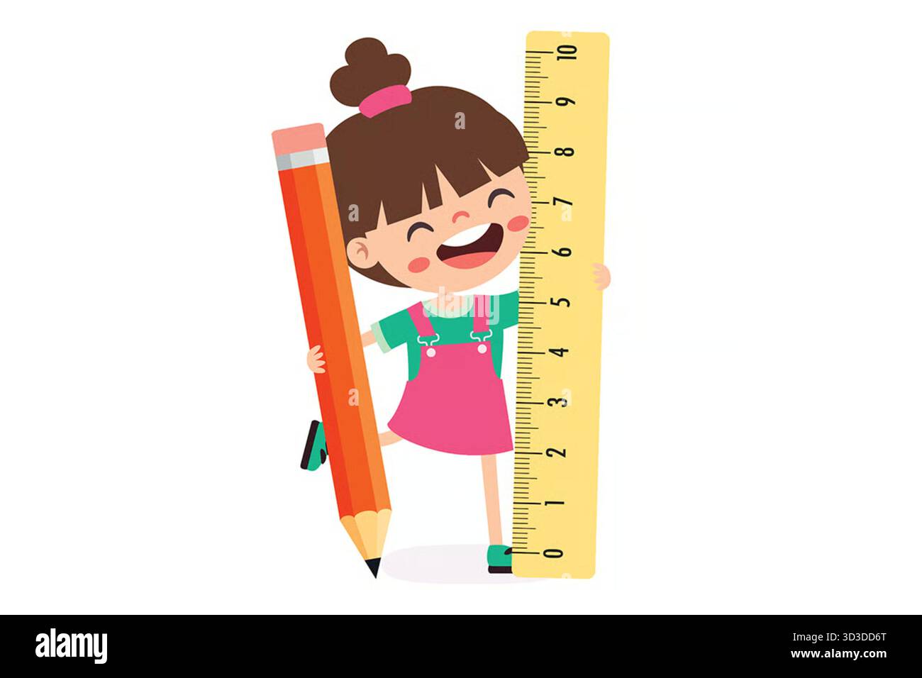 Cartoon Student Carrying Big Ruler Stock Photo - Alamy
