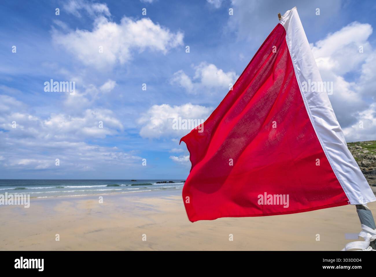 Red Flag signalling that surfing and swimming are prohibited due to ...