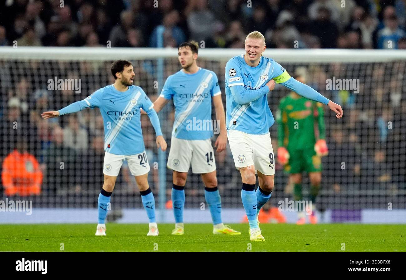 Manchester City's Erling Haaland with the captains armband during the ...