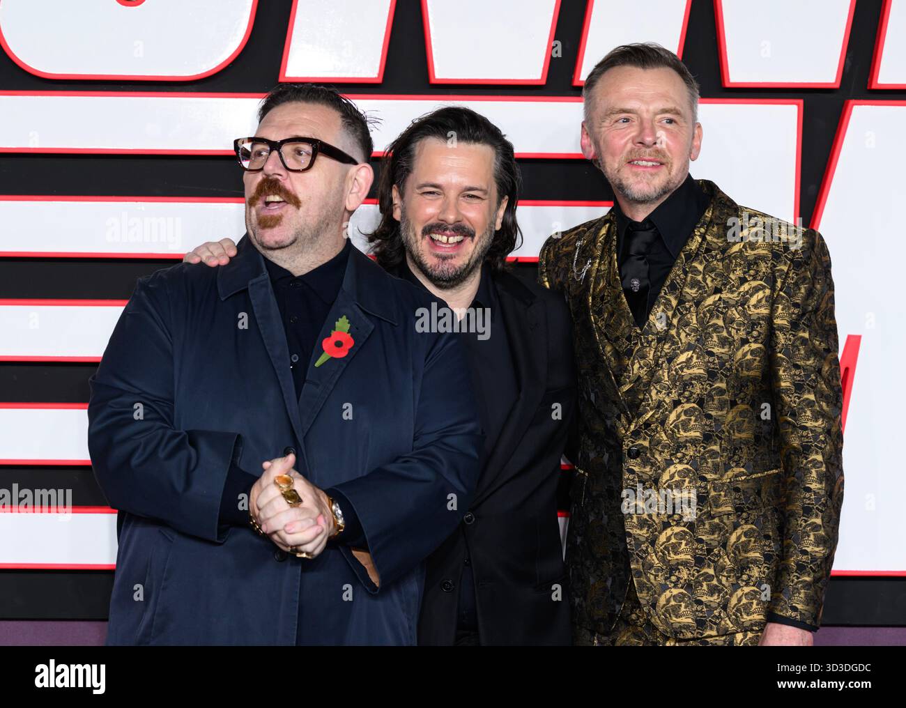 London, UK. November 5th, 2025. Nick Frost, Edgar Wright and Simon Pegg ...