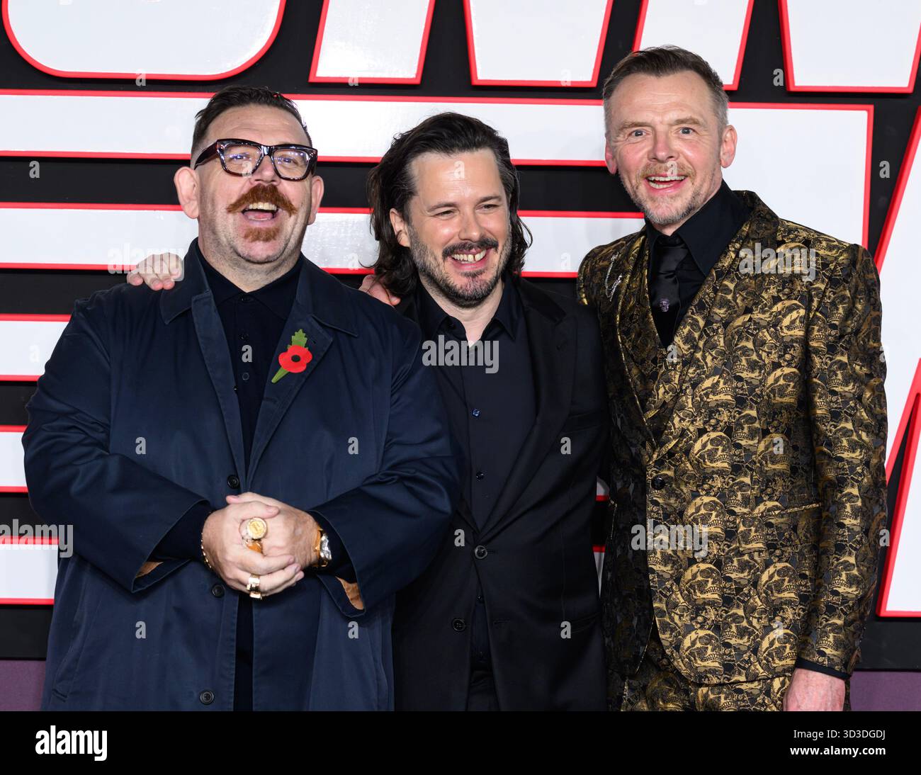 London, UK. November 5th, 2025. Nick Frost, Edgar Wright and Simon Pegg ...