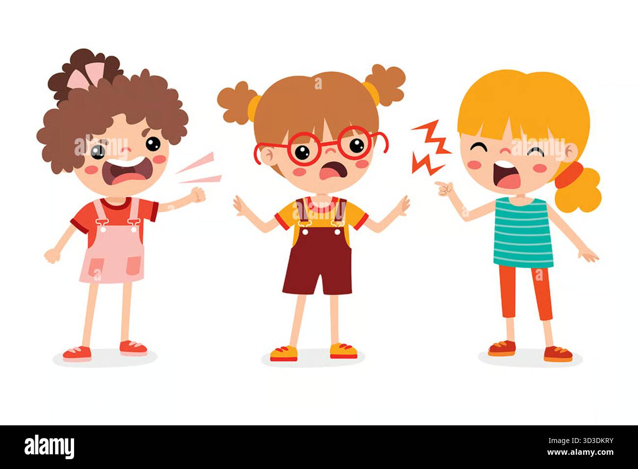 Cartoon Kids Quarrelling Stock Photo - Alamy
