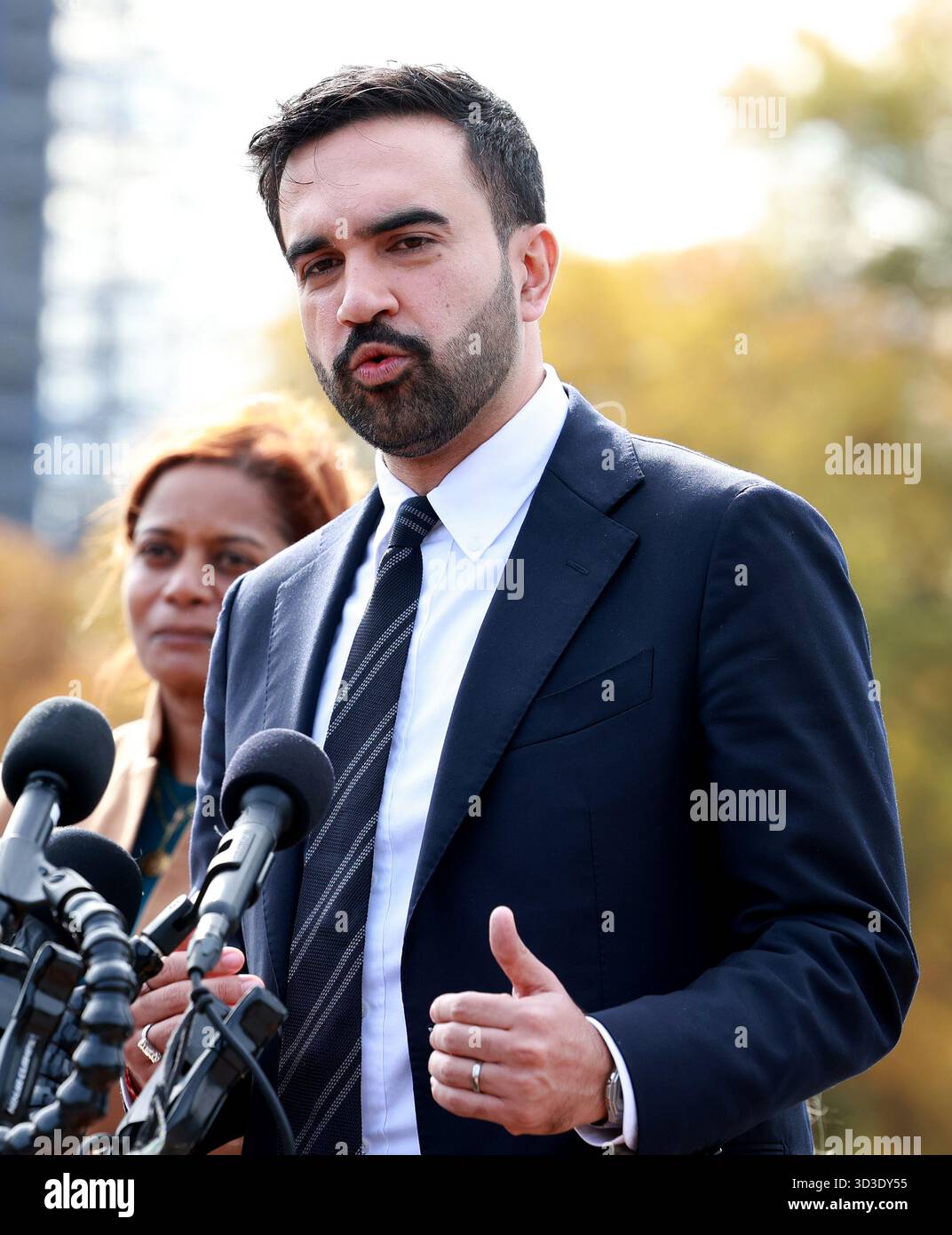 FLUSHING, NEW YORK - NOVEMBER 05: NYC Mayor elect Zohran Mamdani along ...