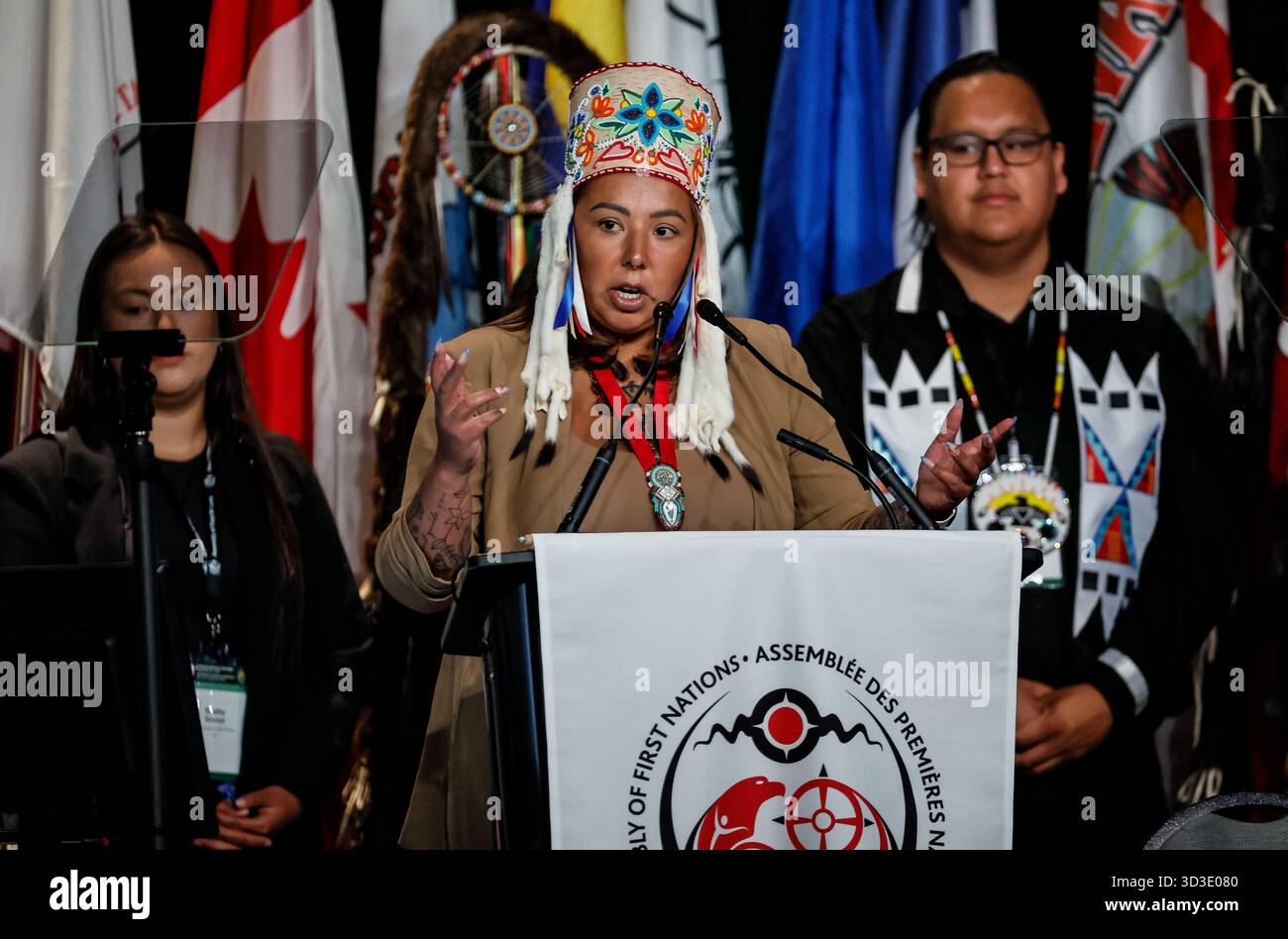 Grand Chief Kyra Wilson, Assembly of Manitoba Chiefs (AMC) speaks at ...