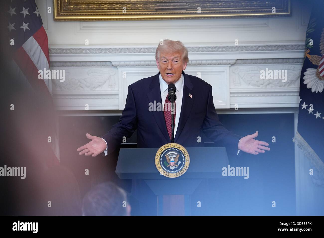 United States President Donald J Trump delivers remarks at the ...