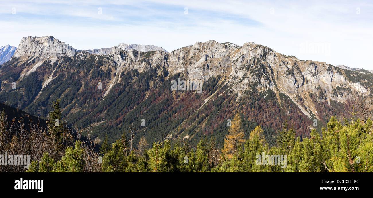 Autumn mood, foliage color, mountain range with mountain summit ...
