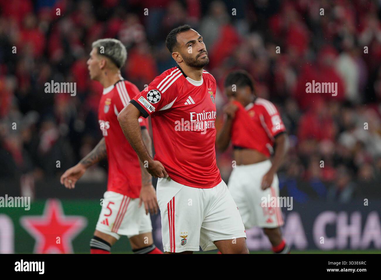 Vangelis Pavlidis of SL Benfica (C) in action during UEFA Champions ...